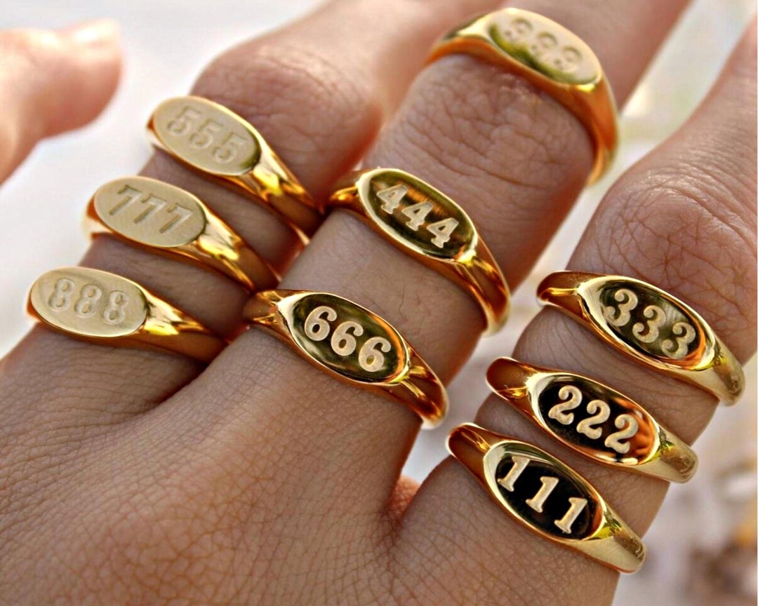 Lucky Number Angel Rings, Gold Filled Steel Rings, Waterproof Jewelry ...