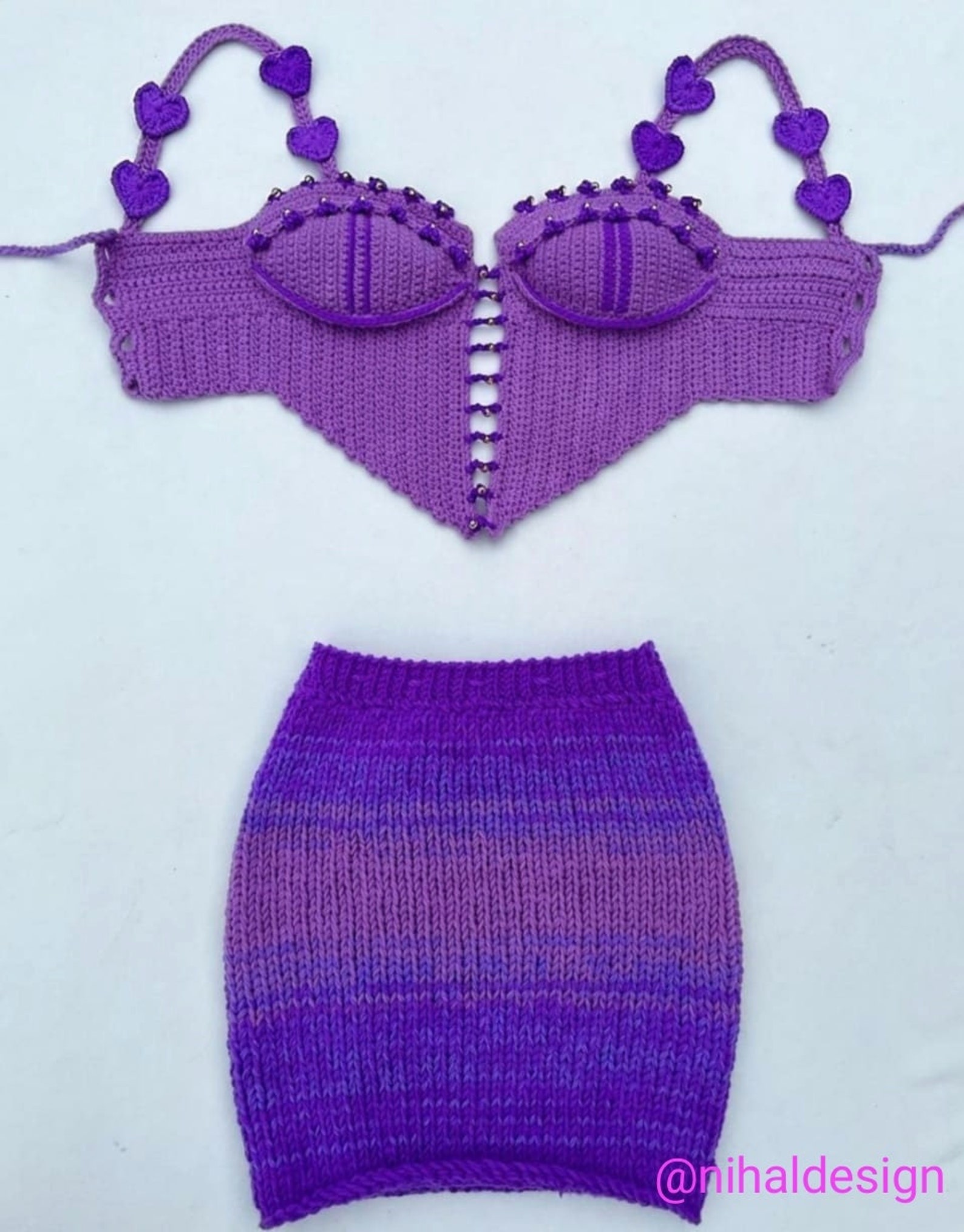 Nihaldesign Skirt and Bustier, Summery, Comfort, Cotton, Set, Striking, Knitting, Handmade. - Etsy