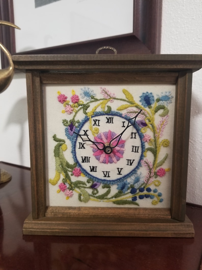Crewel Clock Vintage - Etsy