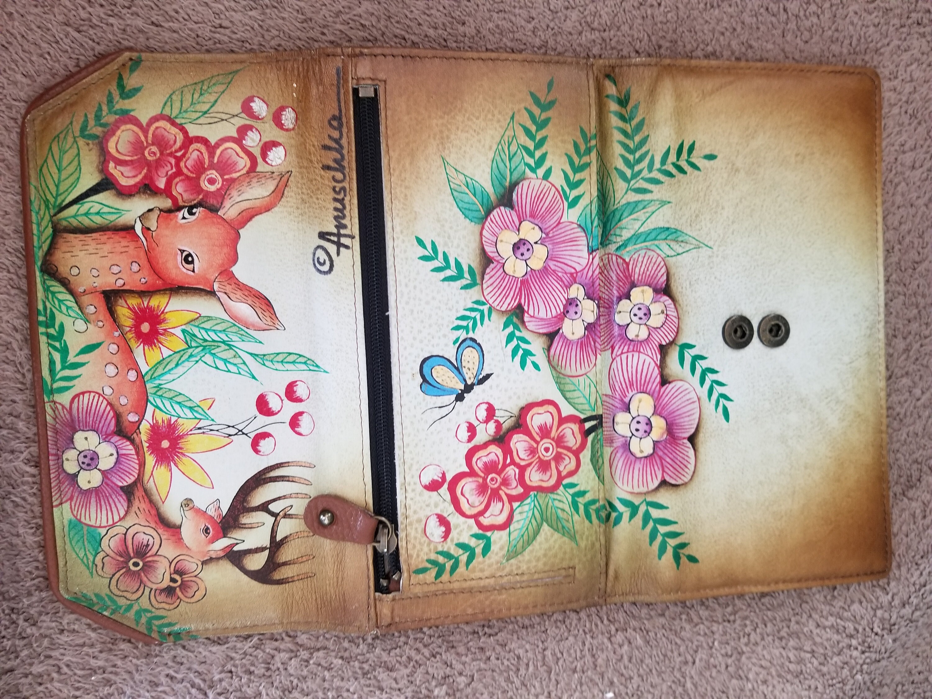 Anuschka Leather Wallet Deer Trifold Accordian Wallet - Etsy
