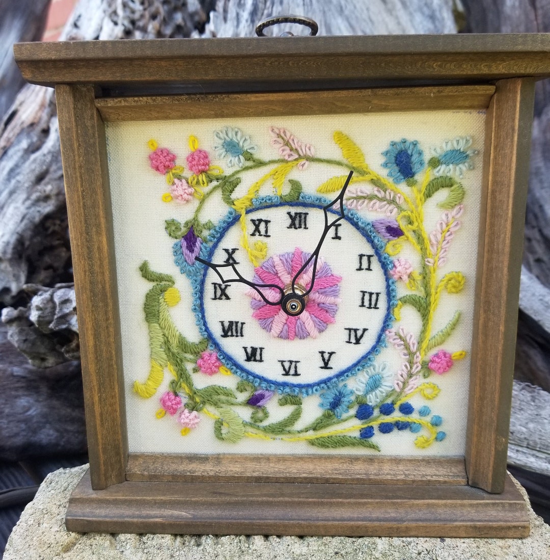 Crewel Clock Vintage - Etsy