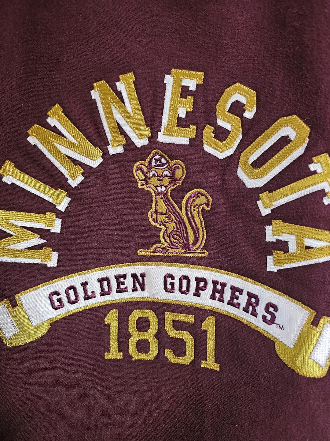 Minnesota University Golden Gophers Retro 1851 Embroidered Sweatshirt ...