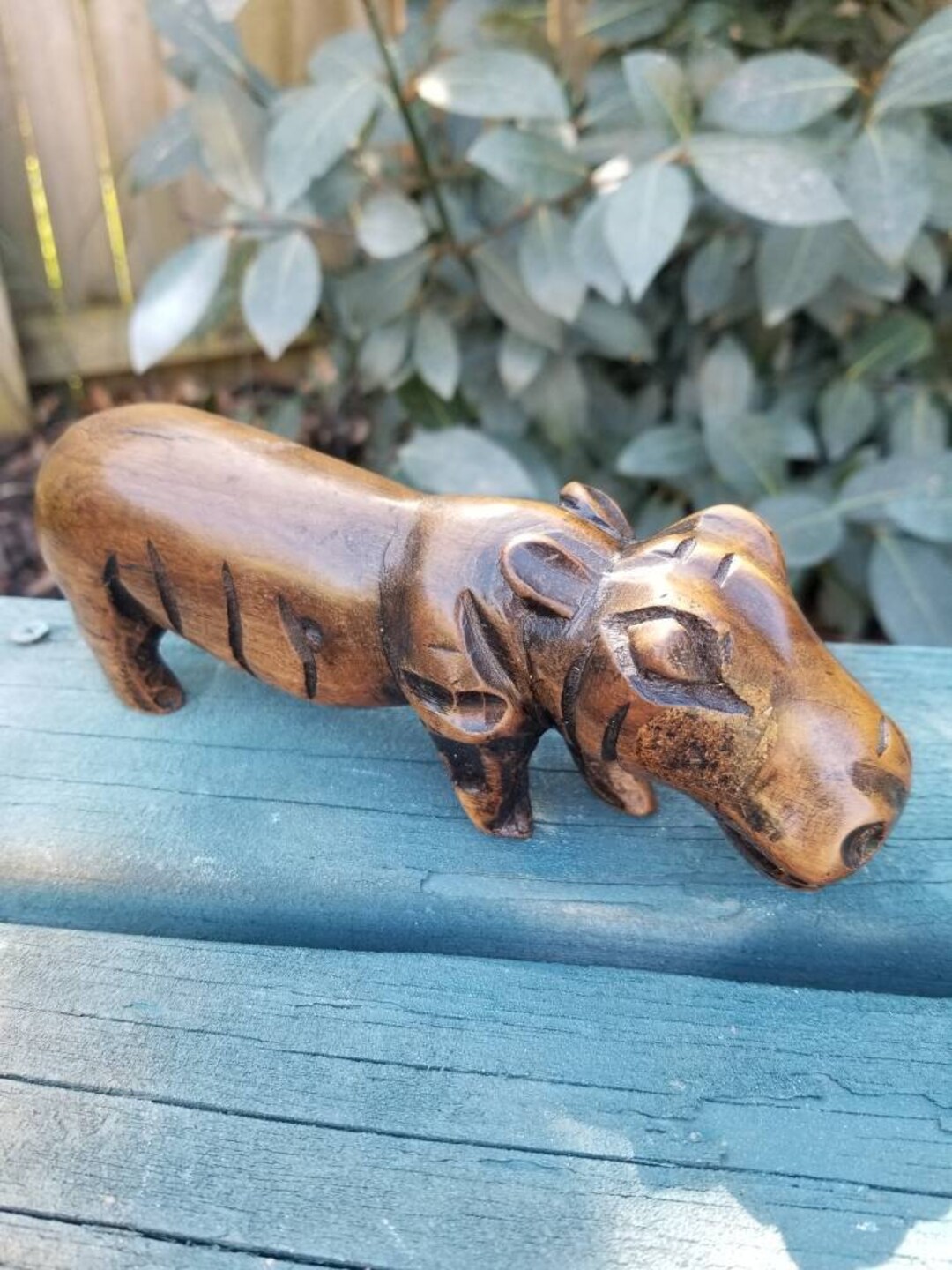 African Carved Wood Hippo - Etsy