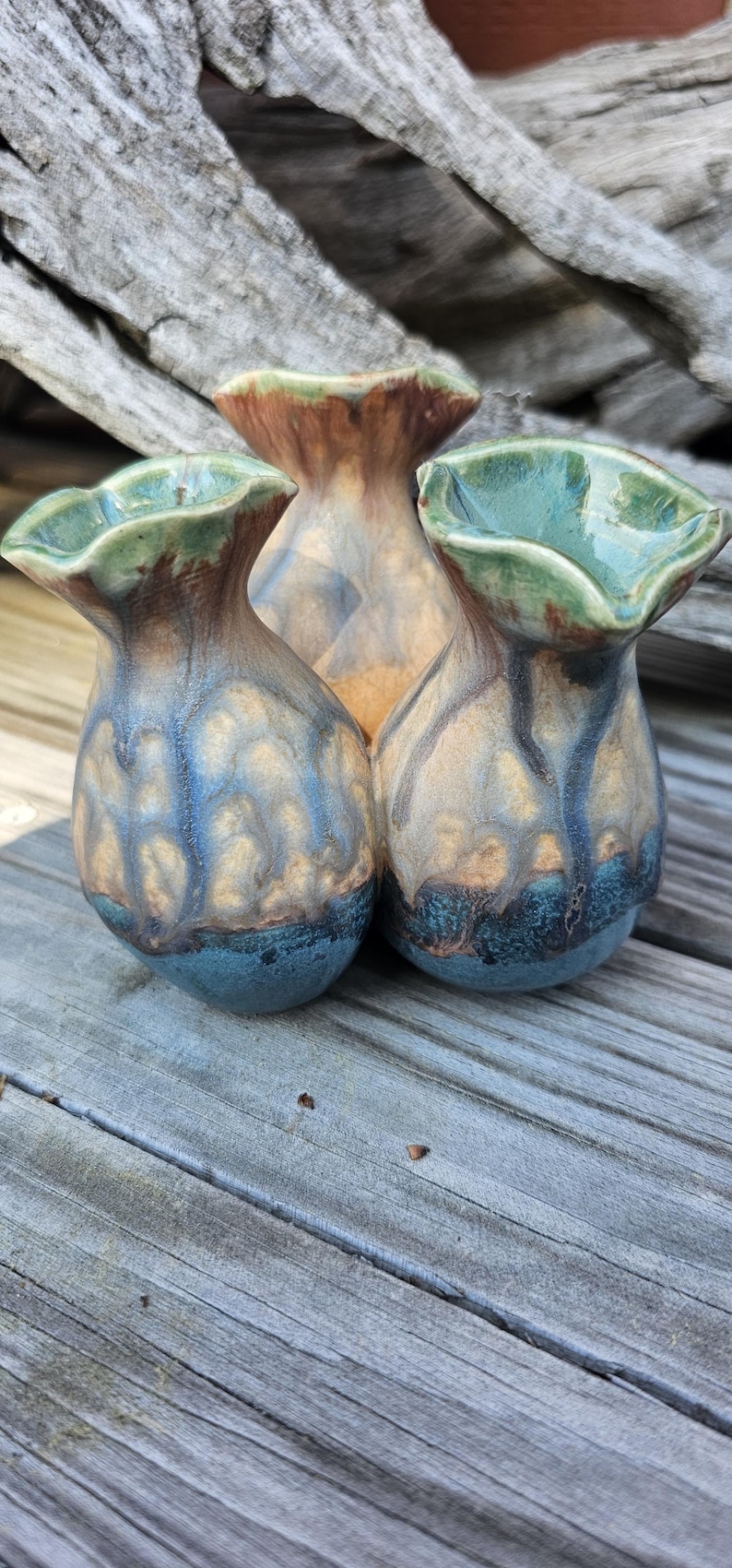 Studio Art Pottery, Triple Flower Frog Hand Turned Pottery Vase - Etsy