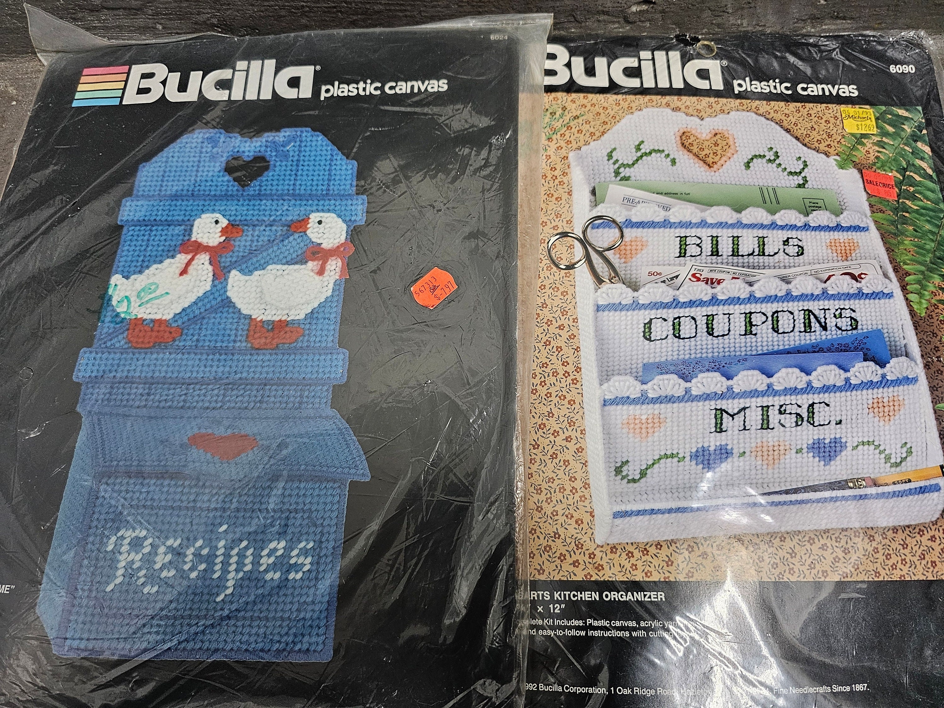 2 Bucilla Plastic Canvas Yarn Kits, Bills, Coupons, Misc. /geese ...