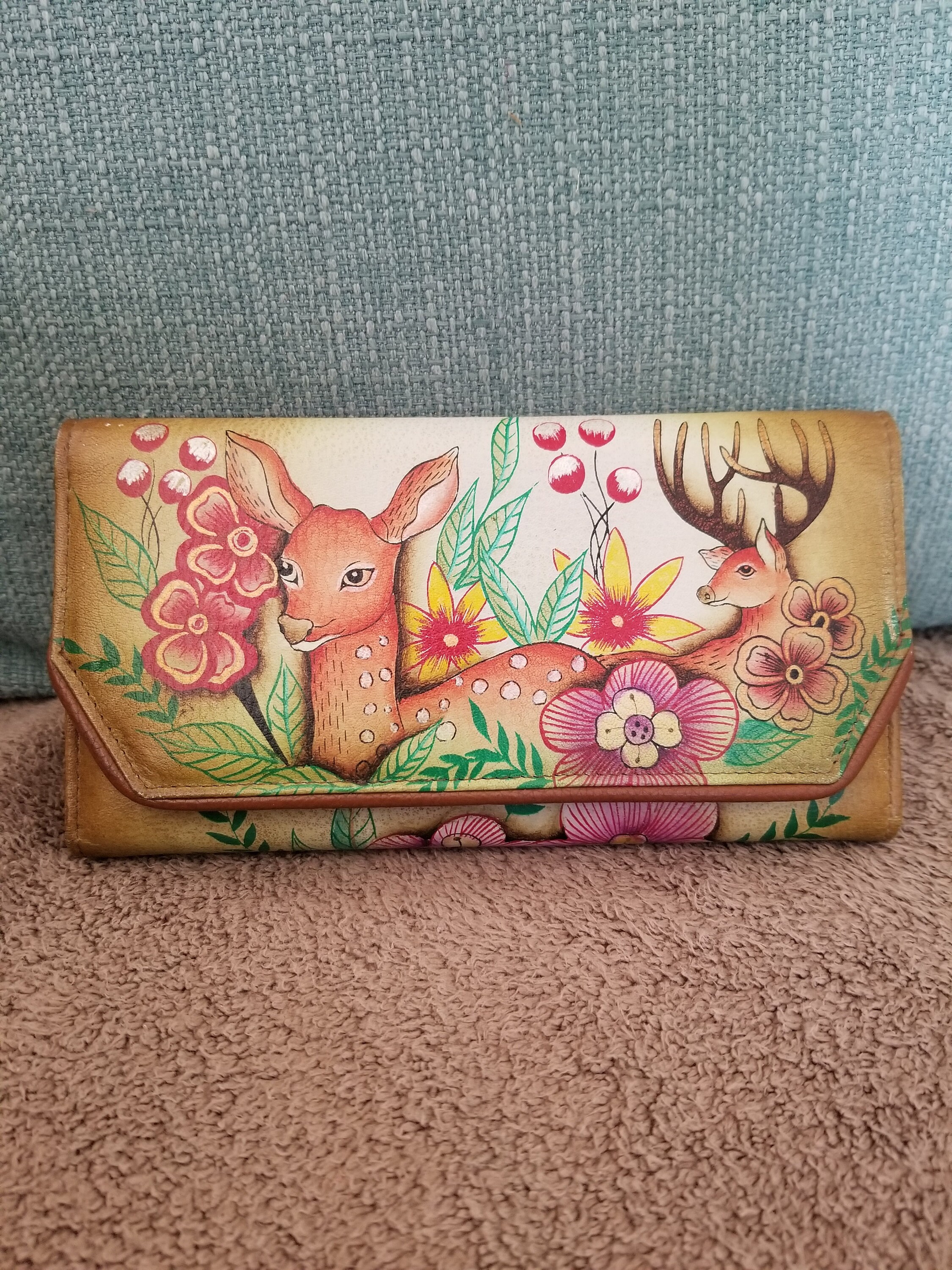 Anuschka Leather Wallet Deer Trifold Accordian Wallet - Etsy