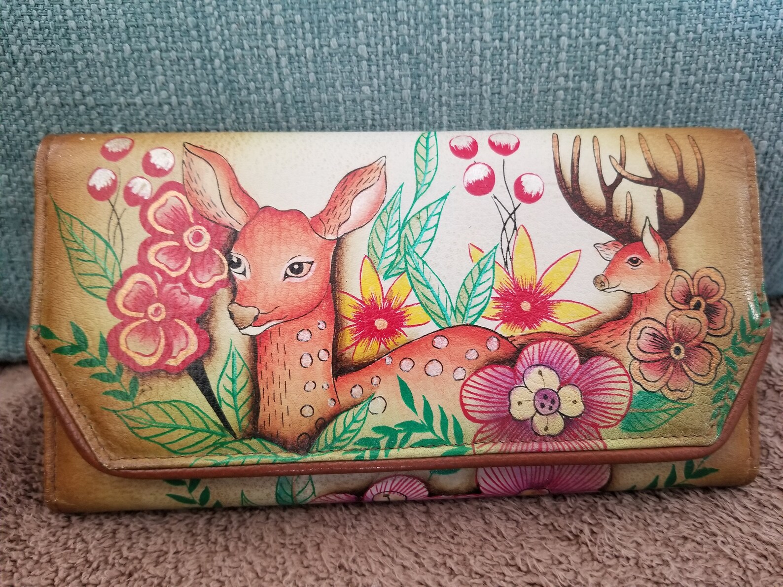 Anuschka Leather Wallet Deer Trifold Accordian Wallet - Etsy