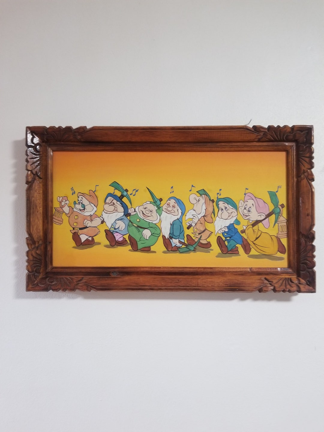 Mid Century Disney's 7 Dwarfs Painting/ Mexican Frame - Etsy