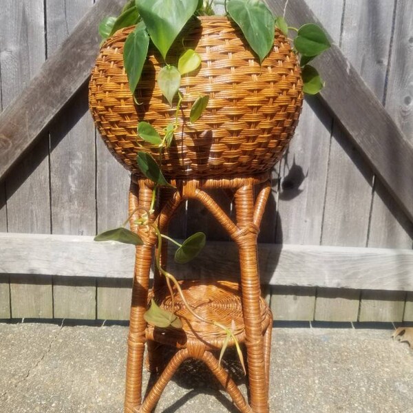 Wicker Plant Stand - Etsy