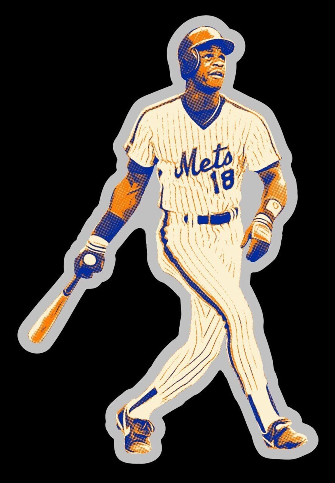 Pair 2 of Darryl Strawberry Clear Border Cutout Stickers, NY Mets, Home ...