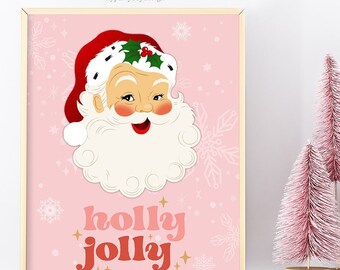 Holly Jolly Wall Art Christmas Wall Art Pastel (Instant Download) - Etsy