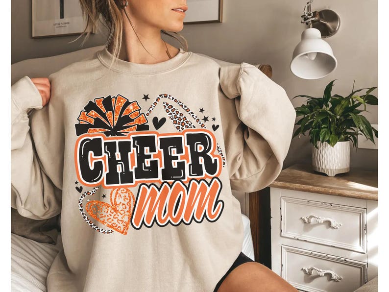 Cheer Mom Sweatshirt: Leopard Heart Glitter Cheerleading Top - Etsy