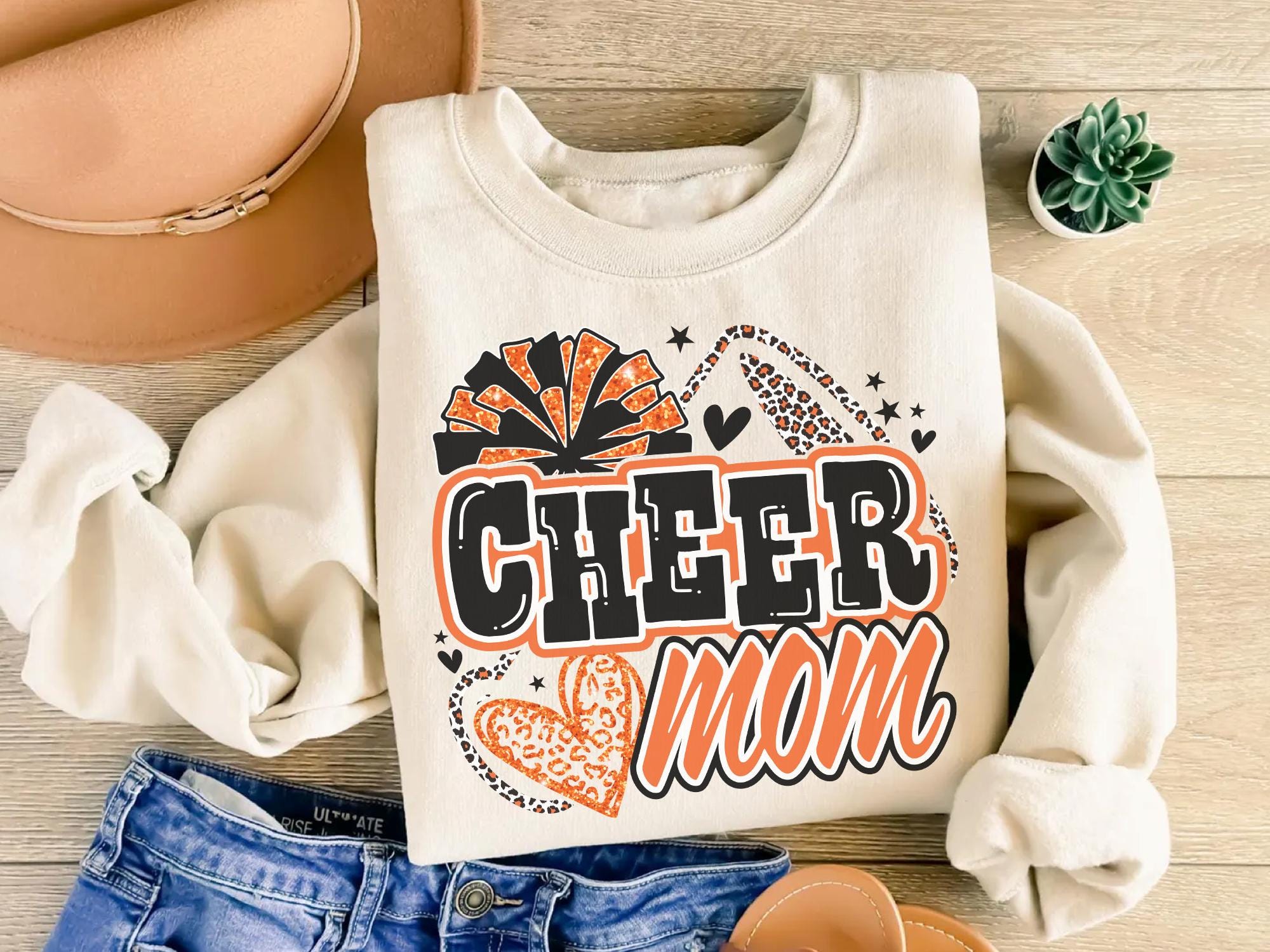 Cheer Mom Sweatshirt: Leopard Heart Glitter Cheerleading Top - Etsy