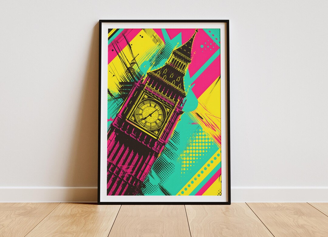 Big Ben London Pop Art Print – Neon Teal Pink Cityscape Poster - Etsy