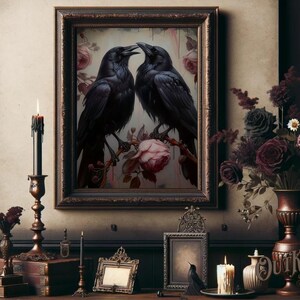 Ravens and Roses Art Print | Dark Cottagecore Gothic Decor - Etsy