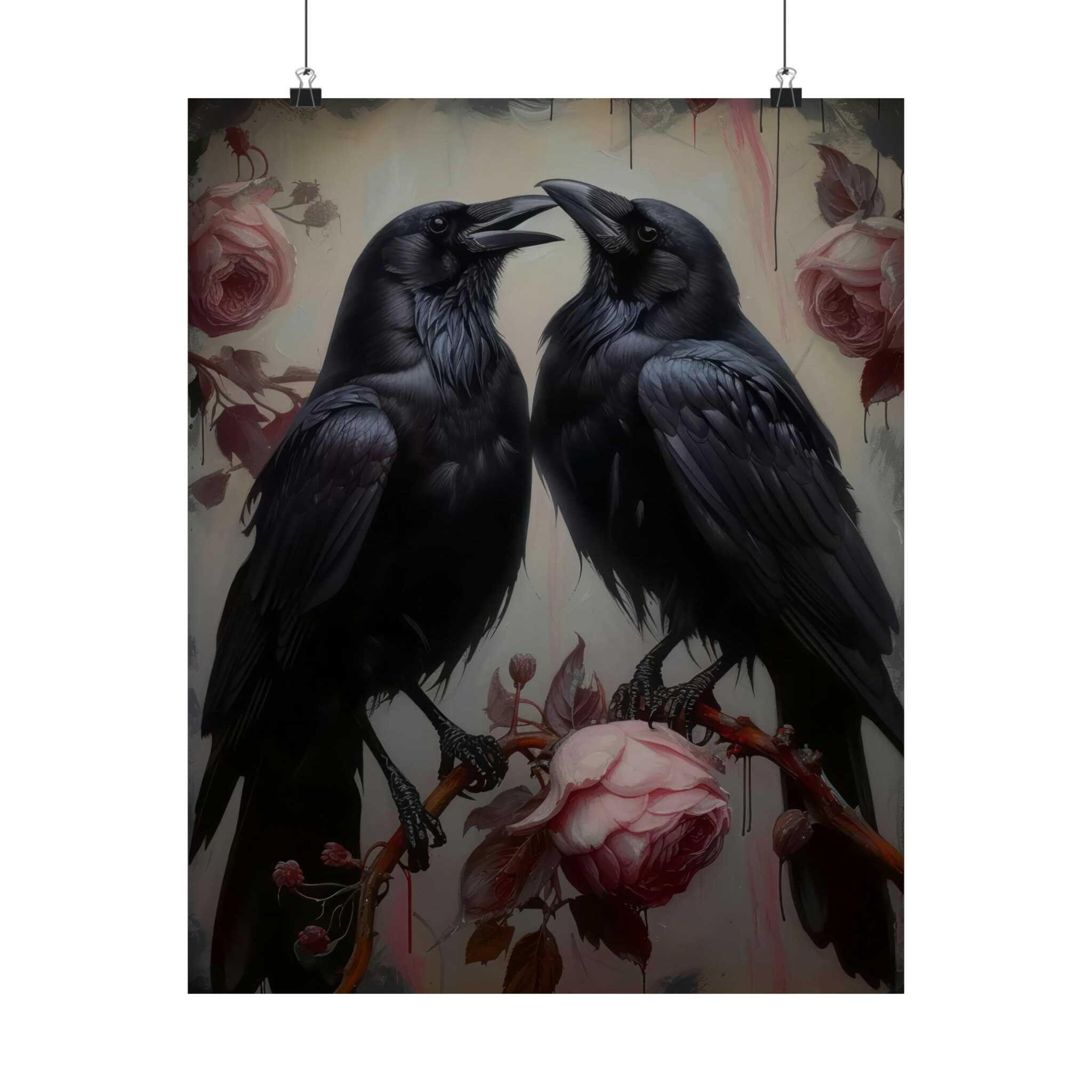 Ravens and Roses Art Print | Dark Cottagecore Gothic Decor - Etsy