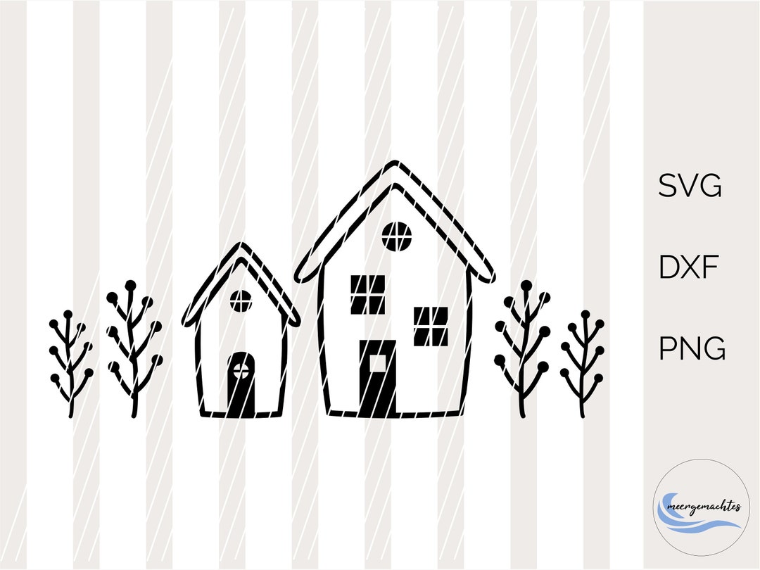 SVG Two Houses, Spring, Plotter File, DXF, Cricut, Silhouette - Etsy