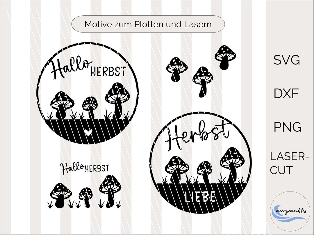SVG, DXF, Lasercut Mushrooms, Plotting and Lasering, PNG, Autumn ...