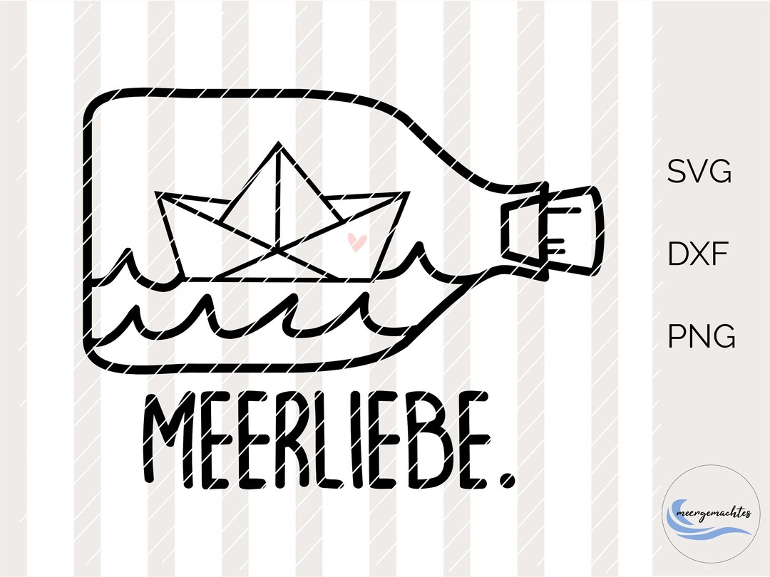 SVG Bottle Message, DXF, Paper Boat, Summer, Sea, PNG, Plotter File ...