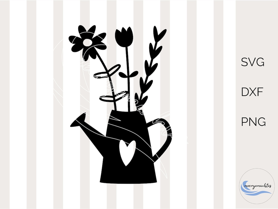 SVG Watering Can With Flowers, Watering Can, Spring, Plotter File, DXF ...