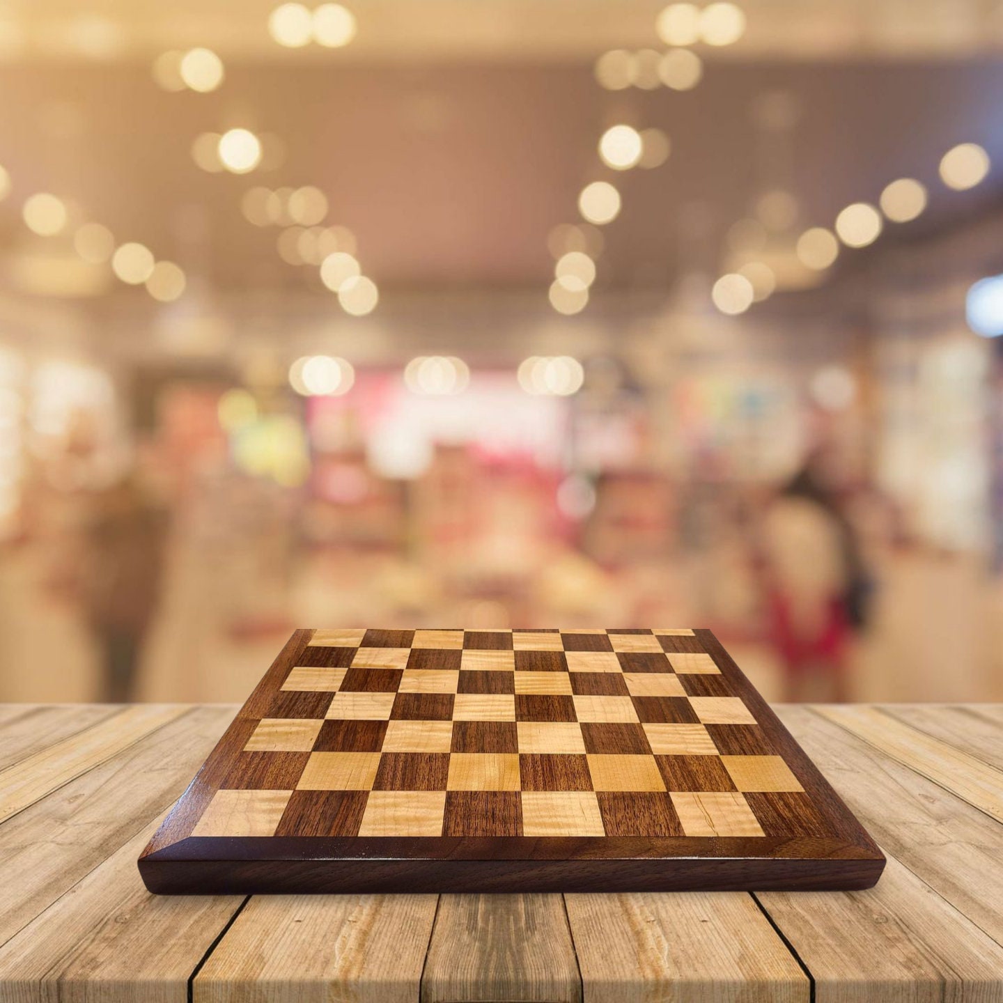 Premium Walnut and Maple Chess Board With Swivel - 15.25" Solid Wood ...