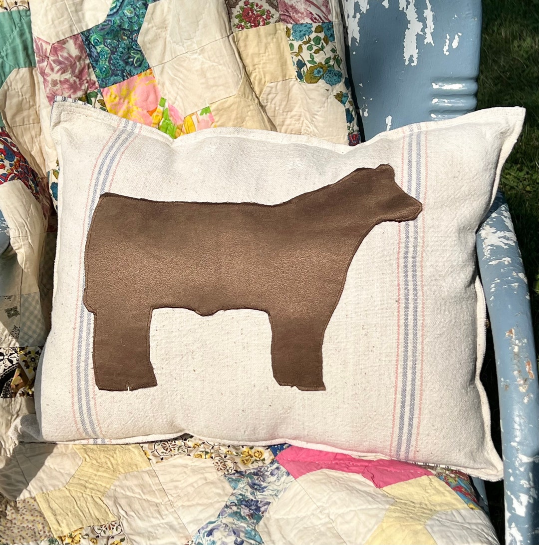 Vintage Antique Grain Sack Feed Sack Seed Sack Pillow Sheep Lamb Pig ...