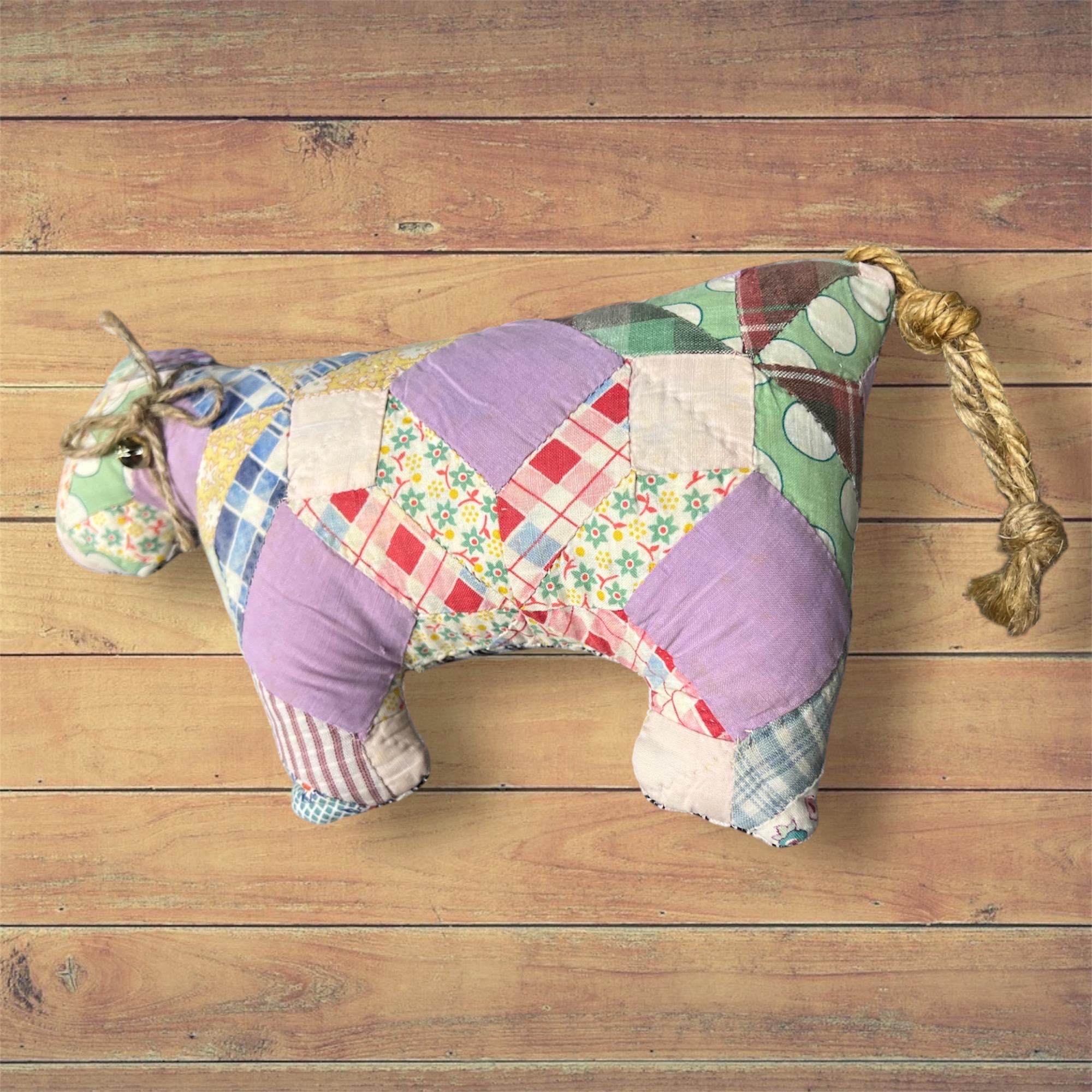 LITTLE COW Made From Vintage Quilt, Repurposed, Antique Quilt Pillow ...
