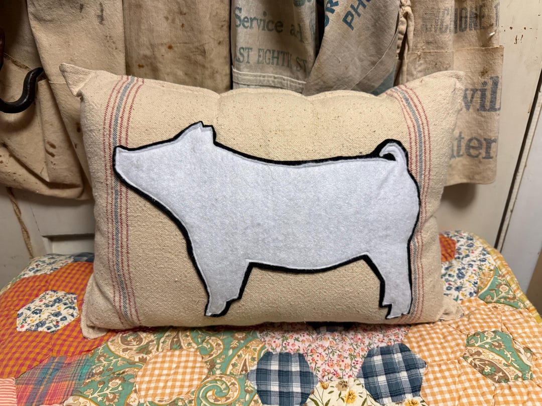 Pig Grain Sack Pillow Handmade Vintage Antique Feed Sack Seed Sack ...
