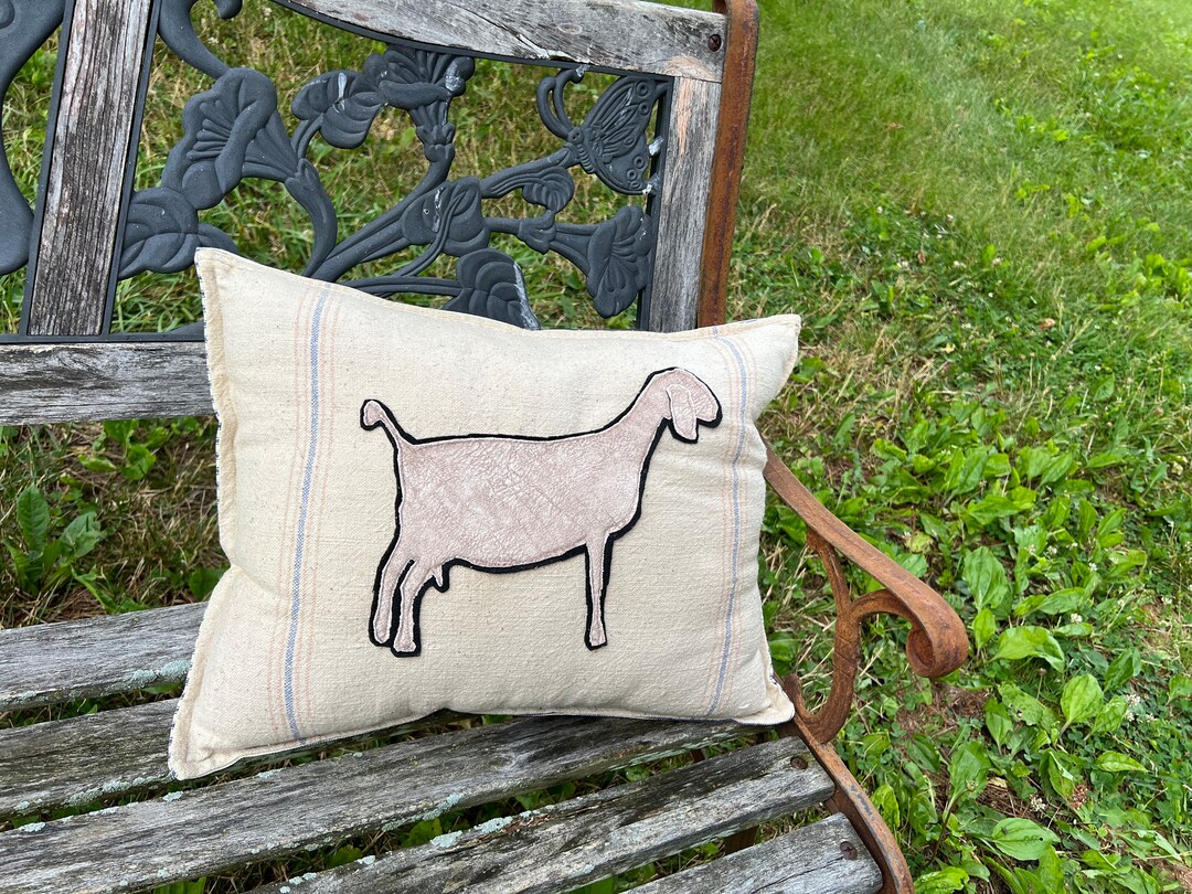 Vintage Antique Grain Sack Dairy Goat Pillow Seed Sack - Etsy