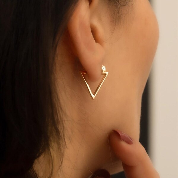 Triangle Hoops - Etsy