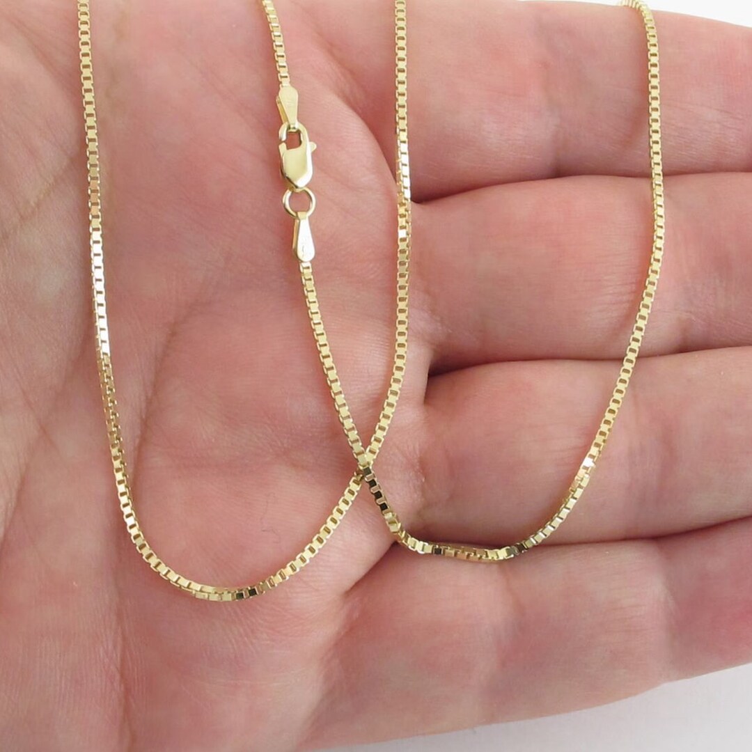Solid 14K Gold Box Chain Necklace, Delicate Dainty Layered Necklace ...