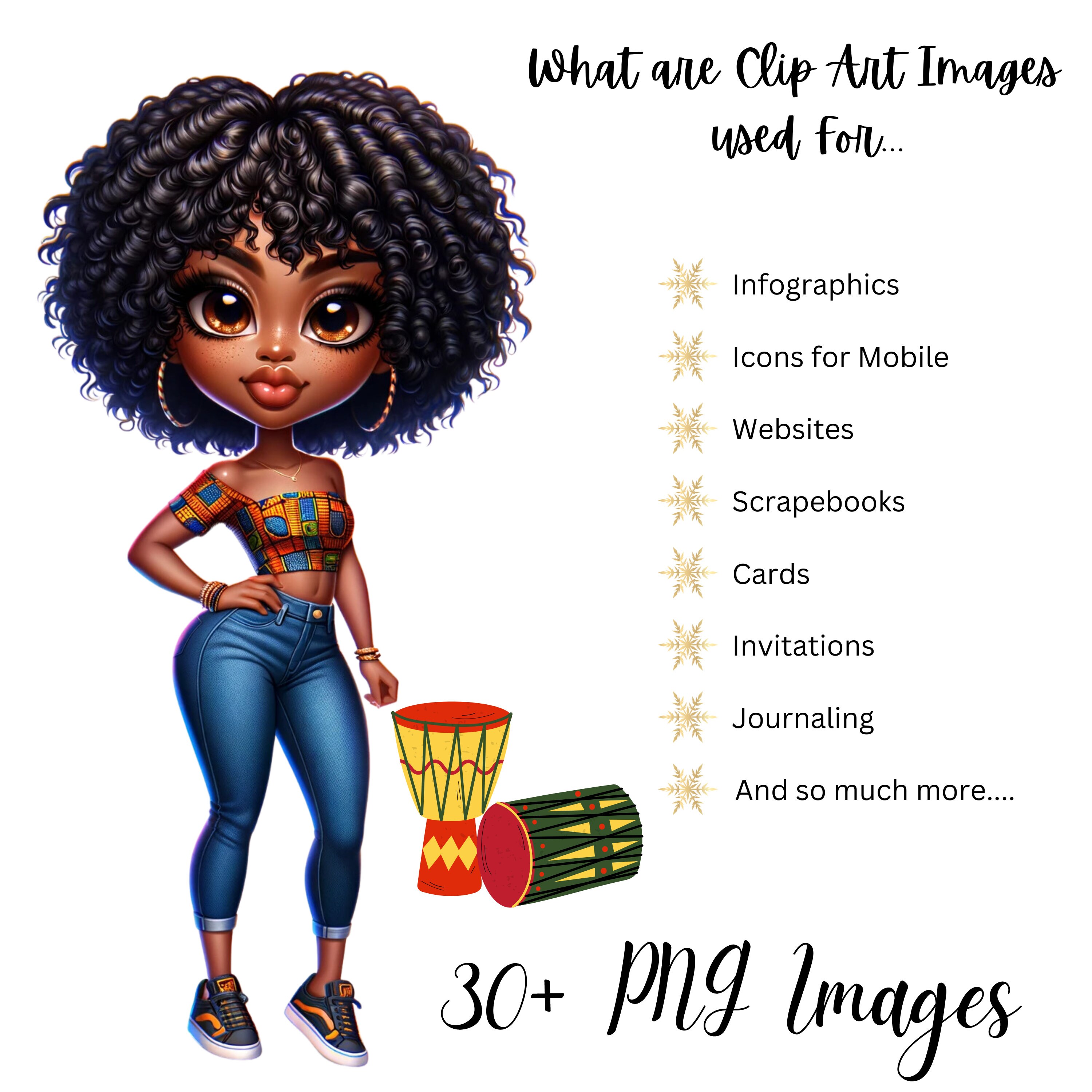 30 African Chibi Dolls, Black History Month, Black Girl Chibi Art, Wall ...