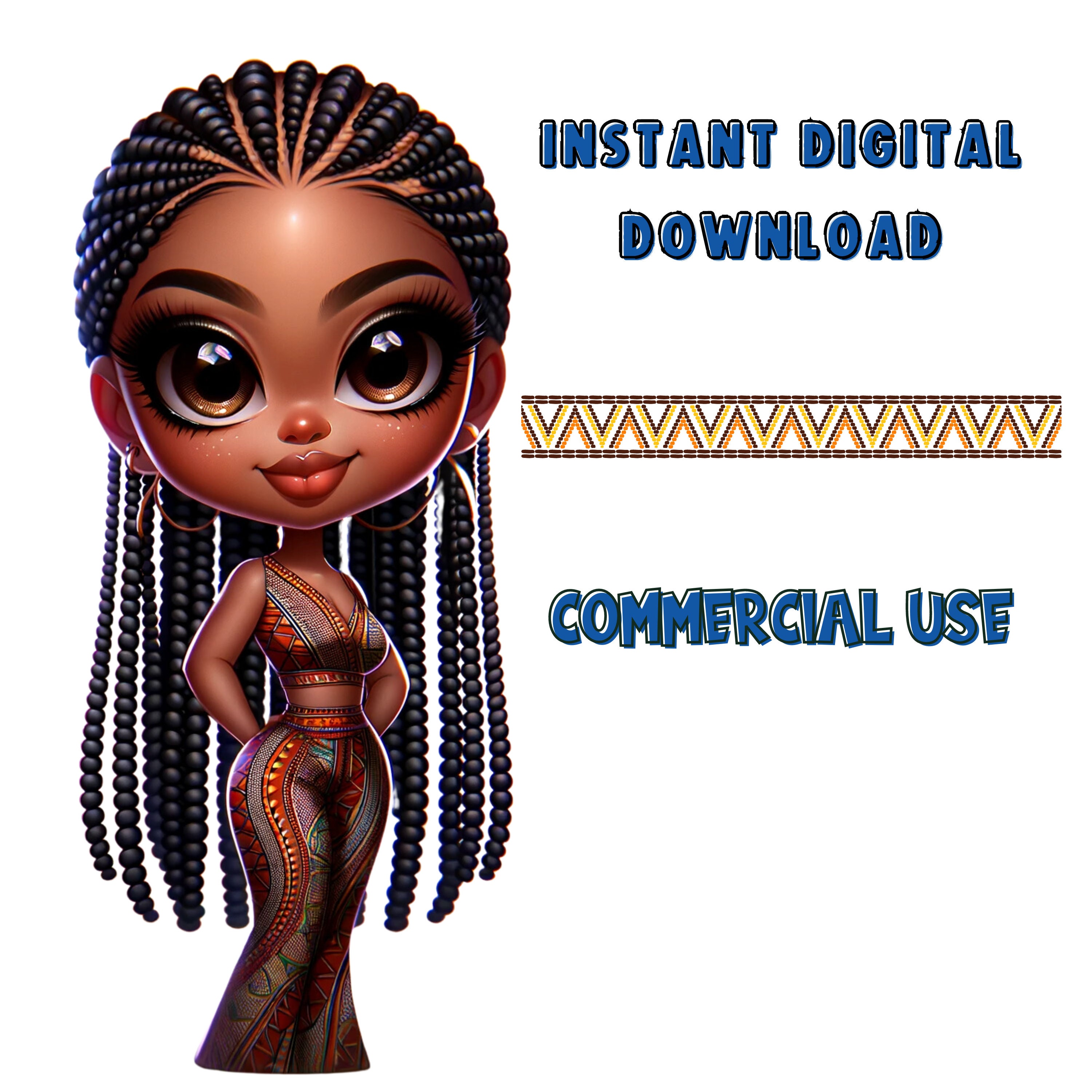 30 African Chibi Dolls, Black History Month, Black Girl Chibi Art, Wall ...