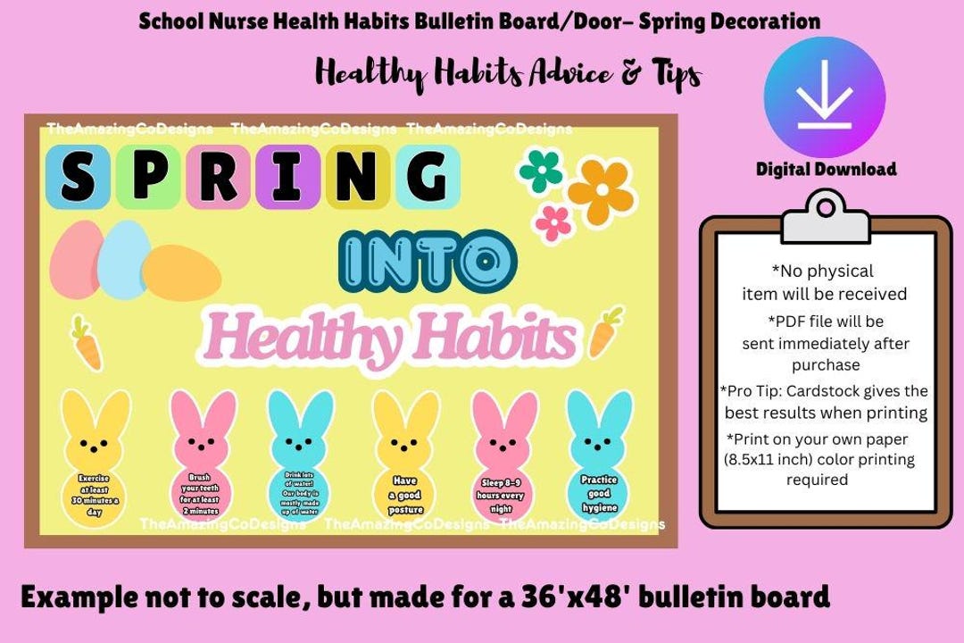 School Nurse Spring Bulletin Board, Spring Into Healthy Habits Health ...