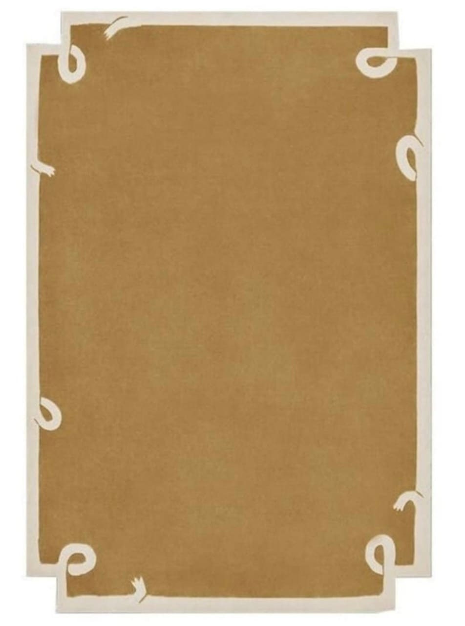 Elegant Light Brown With Off-white Border Hand Tufted Rug With ...