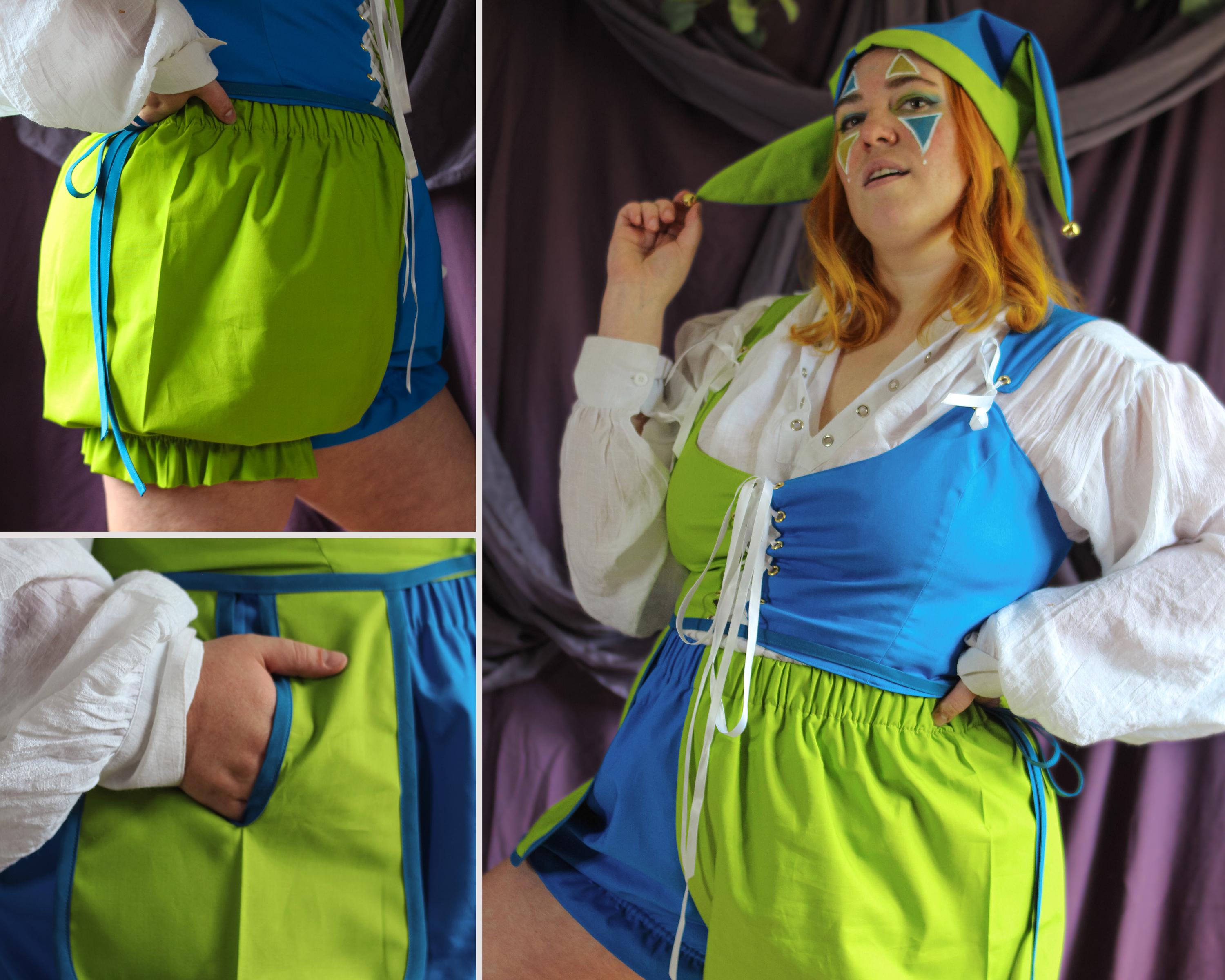 Jester Outfit | Two-toned Lace up Bodice and Bloomers | Medieval Royal ...