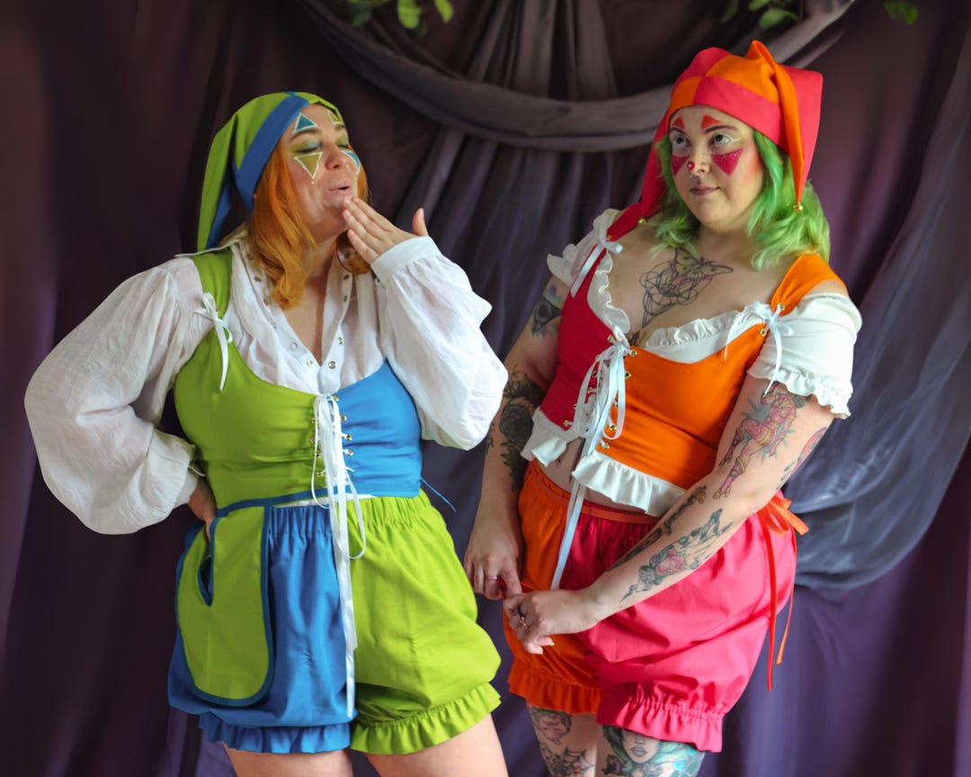 Jester Outfit | Two-toned Lace up Bodice and Bloomers | Medieval Royal ...