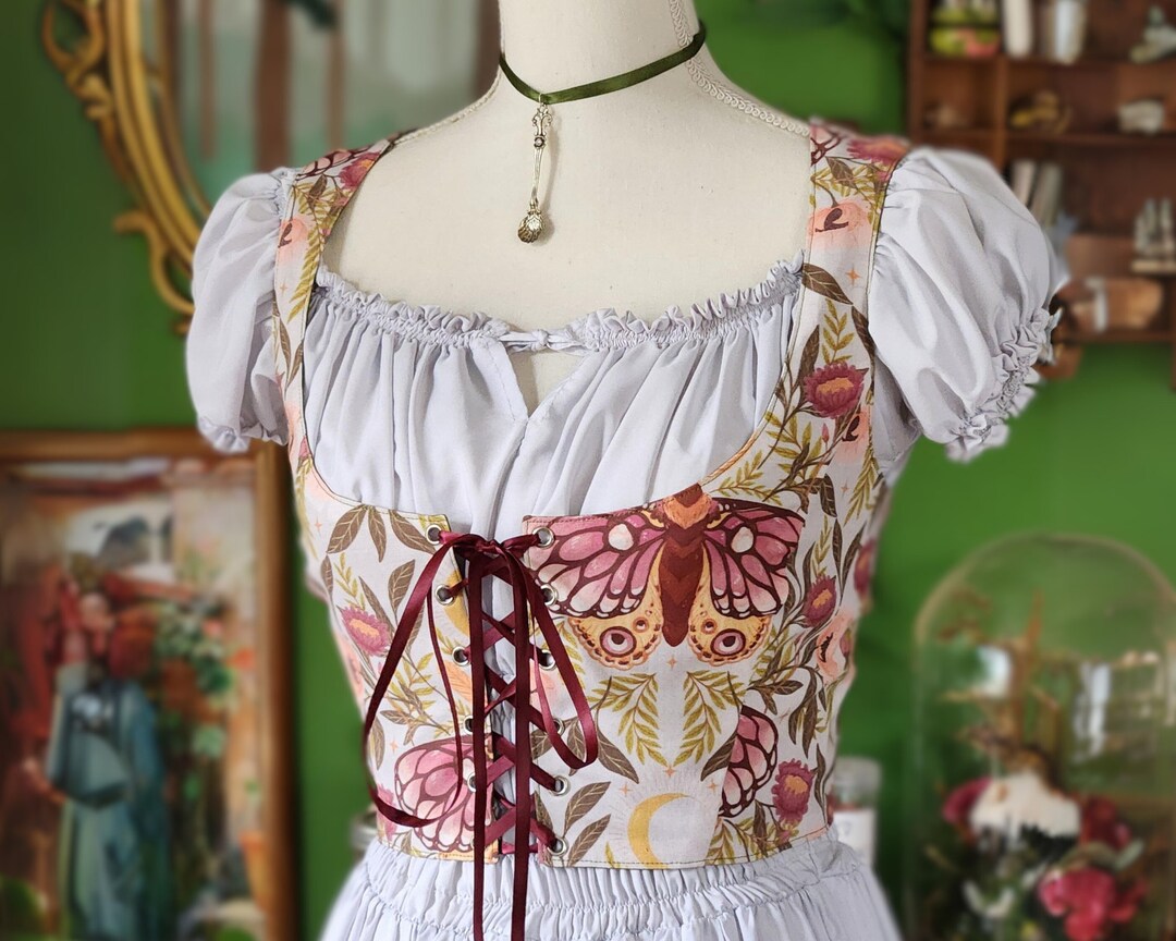 Mystic Moths | Reversible Cottagecore Corset Bodice | Witchy Moth Moon ...