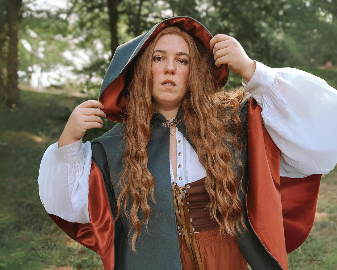 Custom Wool Capelet | Cottagecore Hobbit Poly Wool Satin Cape | Wizard ...