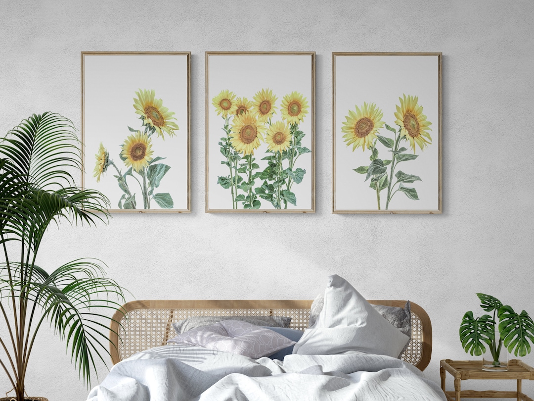 Sunflower Wall Art Sunflower Poster Farmhouse Wall Art Set of 3 Flower ...
