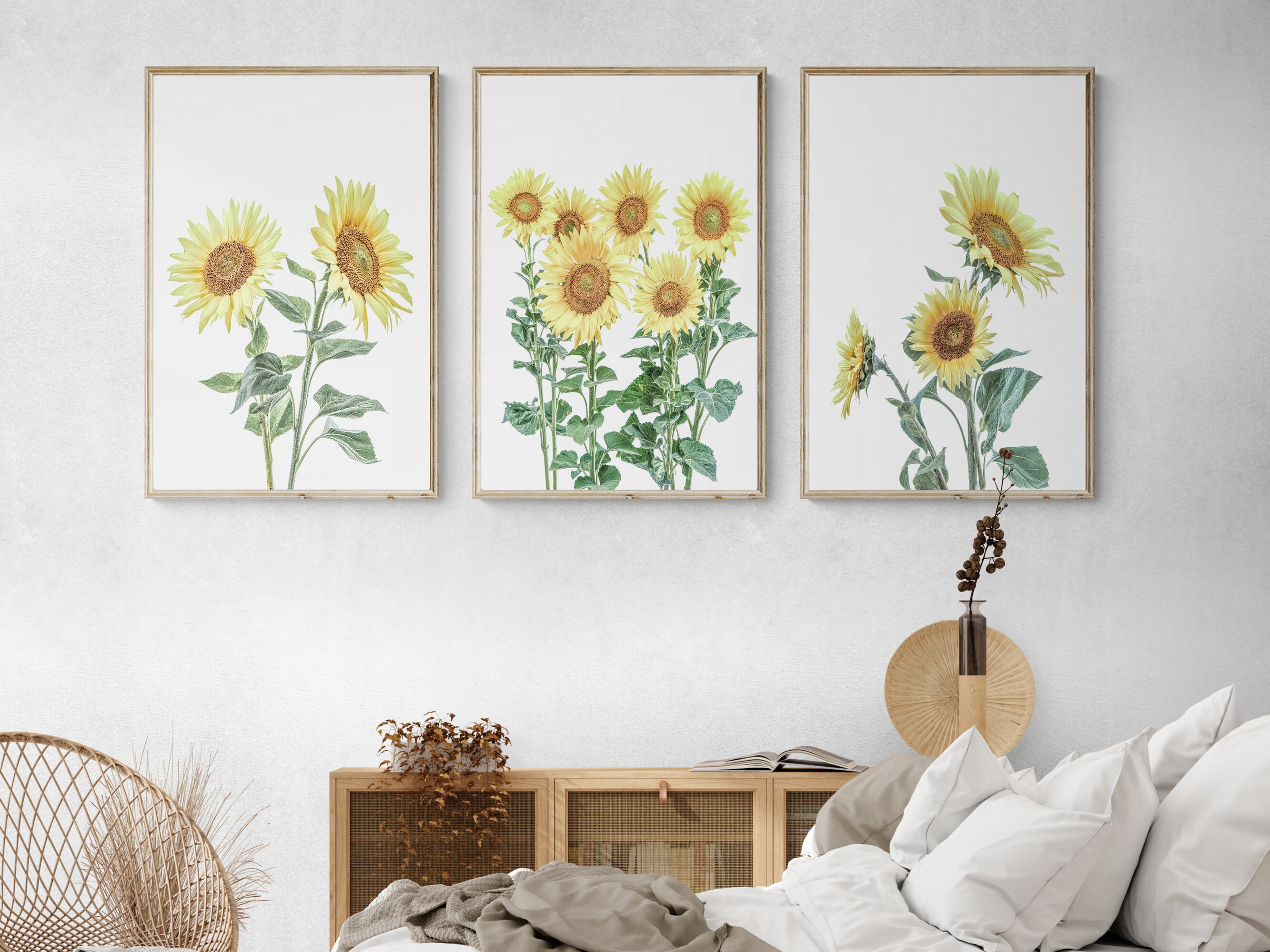 Sunflower Wall Art Sunflower Poster Farmhouse Wall Art Set of 3 Flower ...