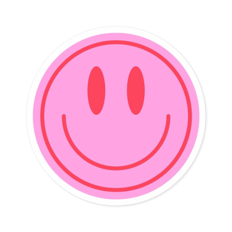 Preppy Smiley Face - Round Stickers, Indooroutdoor - Etsy
