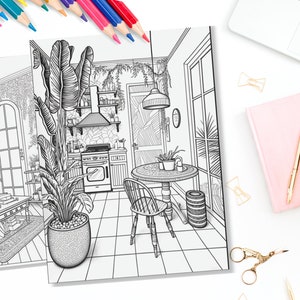Boho Decor Coloring Pages for Adults - Printable Interior Designs for ...