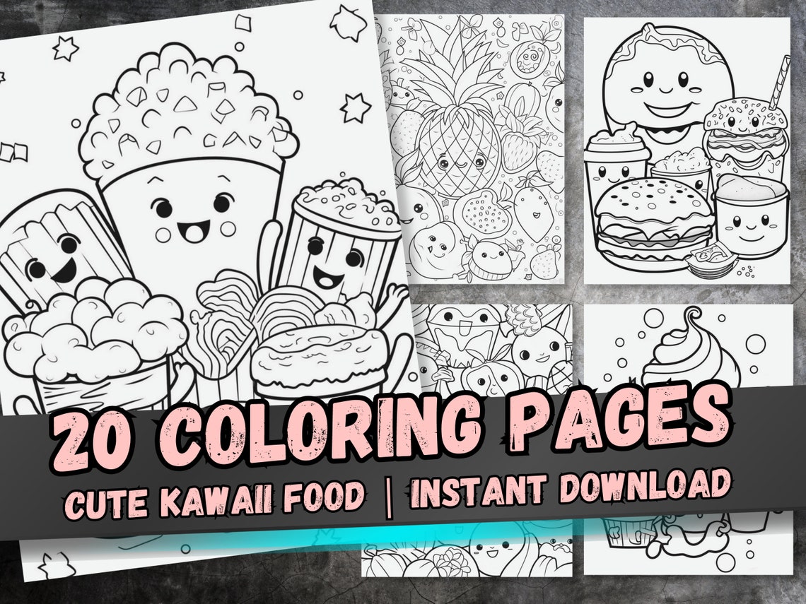 Kawaii Coloring Pages for Kids Fun Food Coloring Sheets for Toddlers ...