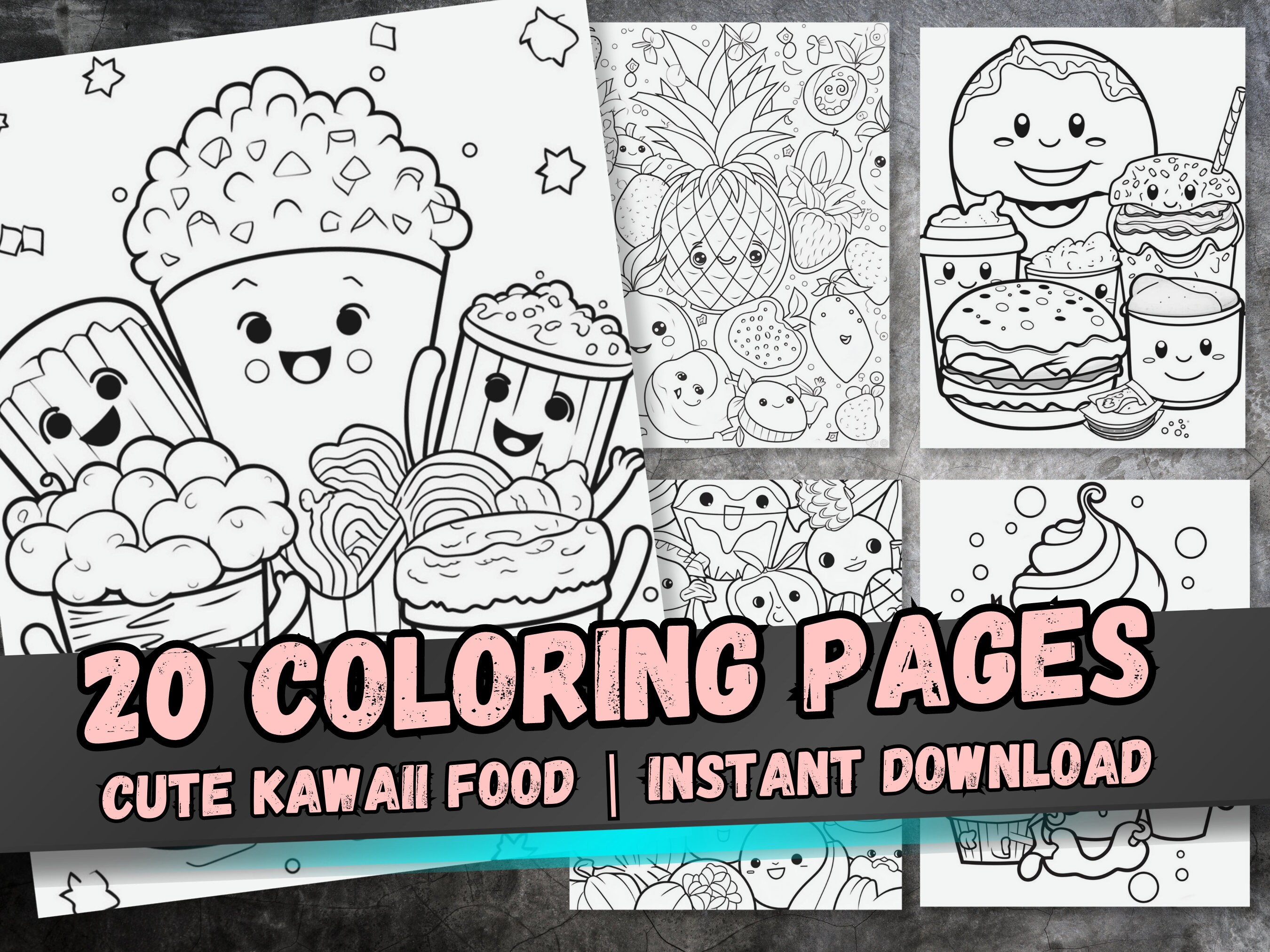 Kawaii Coloring Pages for Kids - Fun Food Coloring Sheets for Toddlers ...
