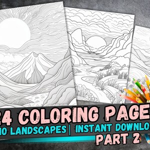 Boho Landscape Coloring Pages Printable Nature Coloring Pages for ...
