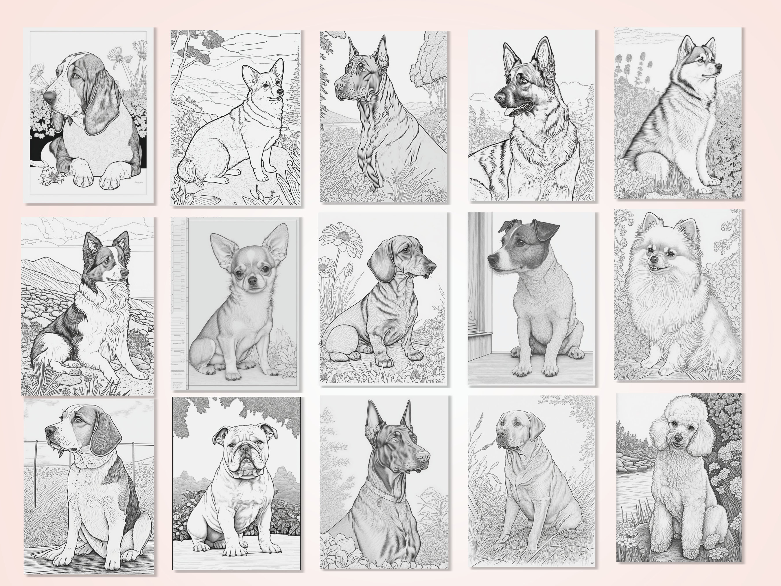 Realistic Dog Coloring Book for Dog Lovers Printable - Etsy