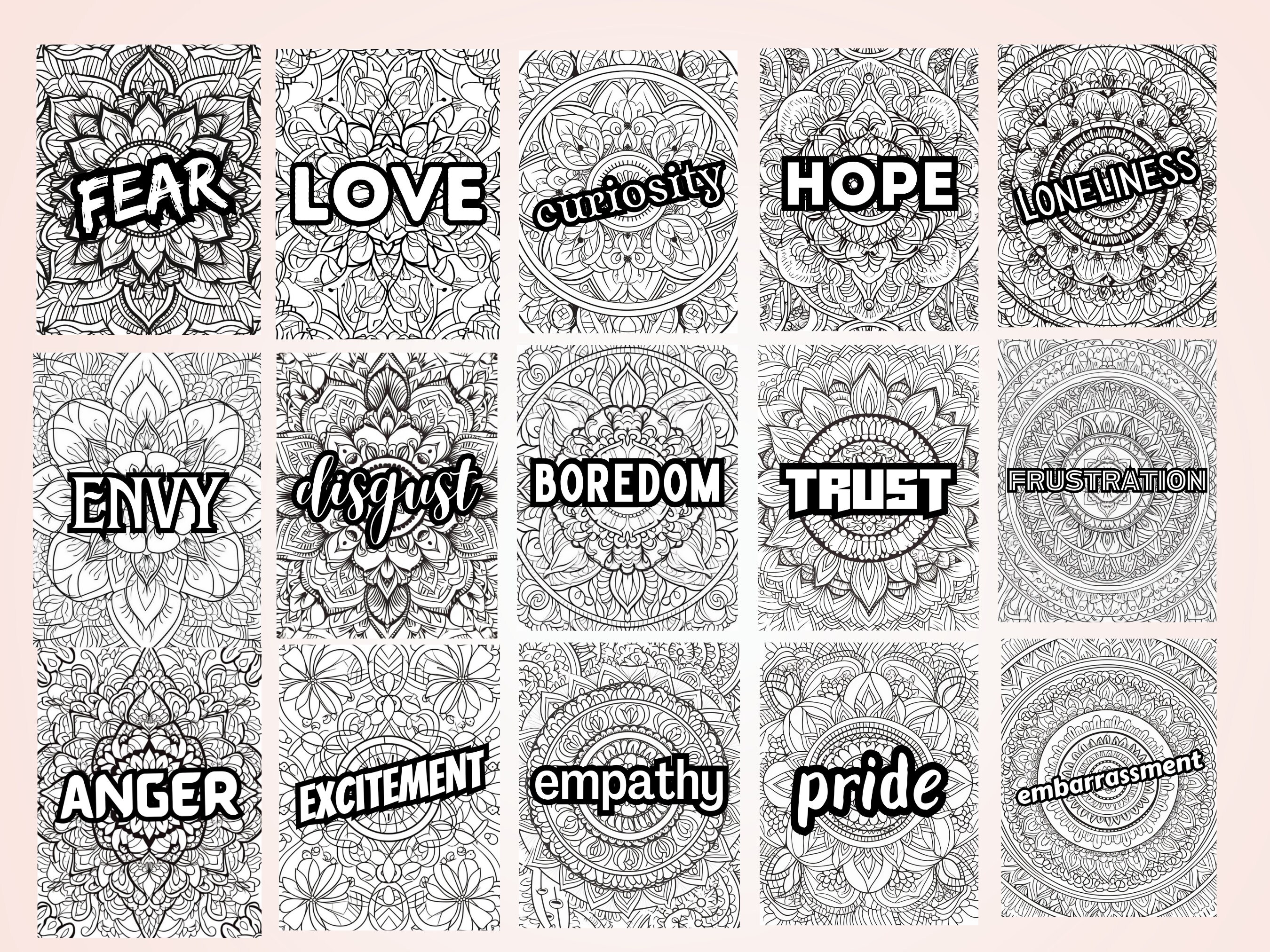 Adults, Teens and Kids Emotion Coloring Pages - Printable Feelings ...