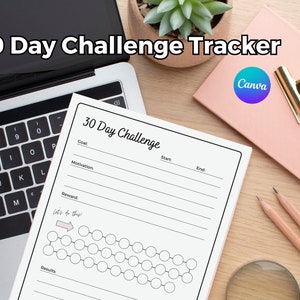 30 Day Challenge, Printable Goal Tracker, Self Improvement Tracker ...