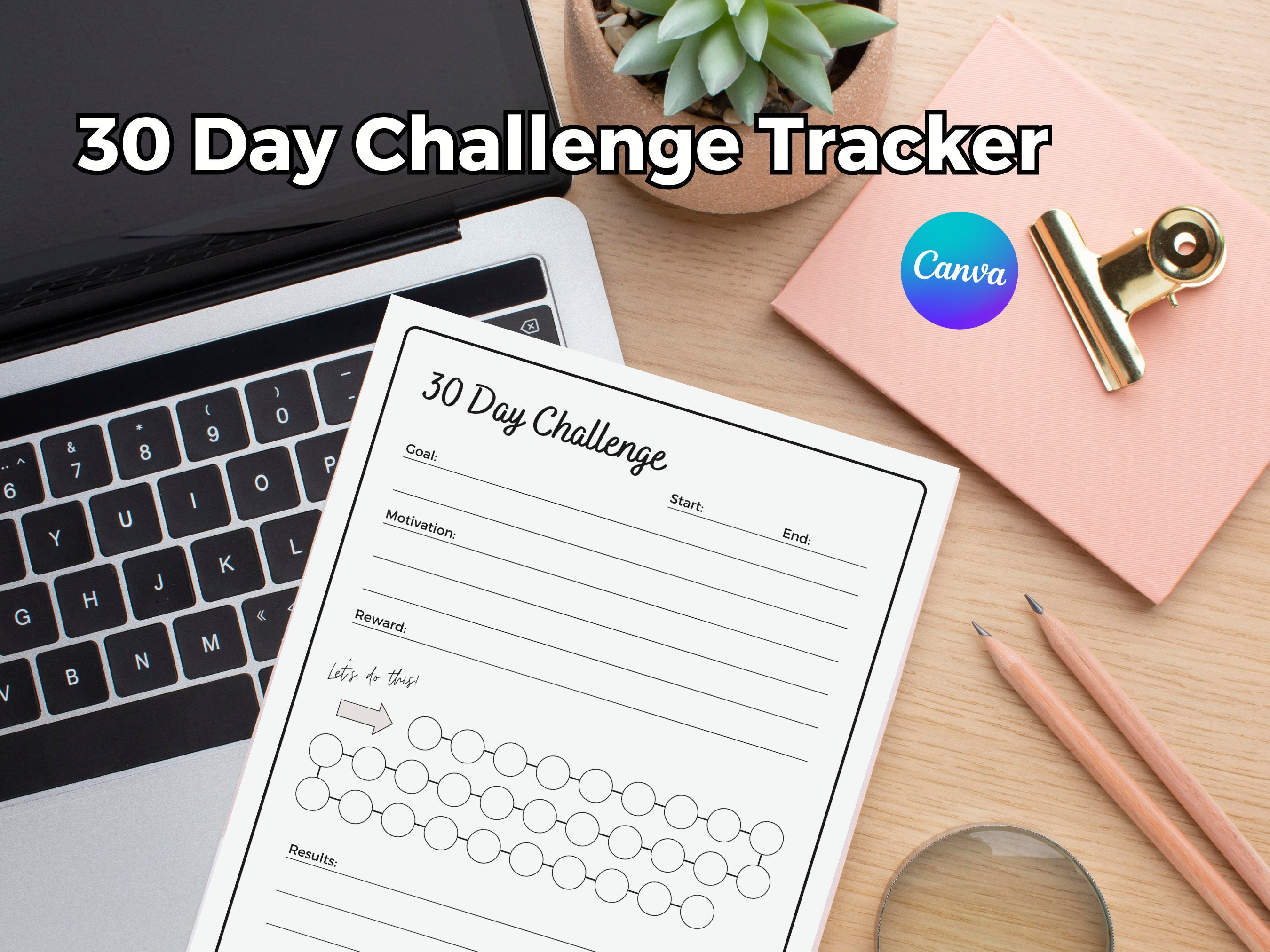 30 Day Challenge, Printable Goal Tracker, Self Improvement Tracker ...